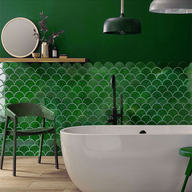 Fan Shaped Bathroom Hotel Backsplash Handmade Kitchen Mosaic Wall Tiles ...