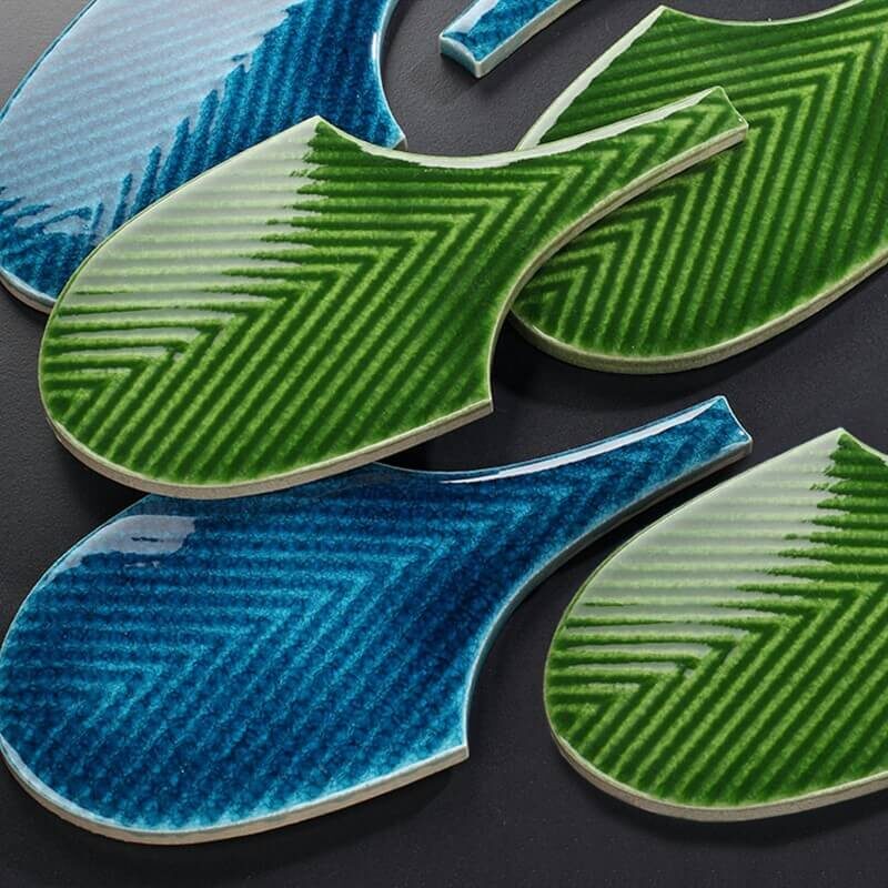Crackle Fan Shaped Handmade Bathroom Backsplash Kitchen Mosaic Wall Tiles