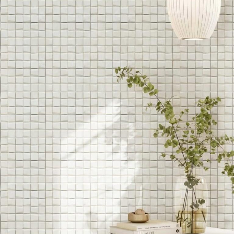 3D Carrara white square natural marble Mosaic luxury kitchen and ...