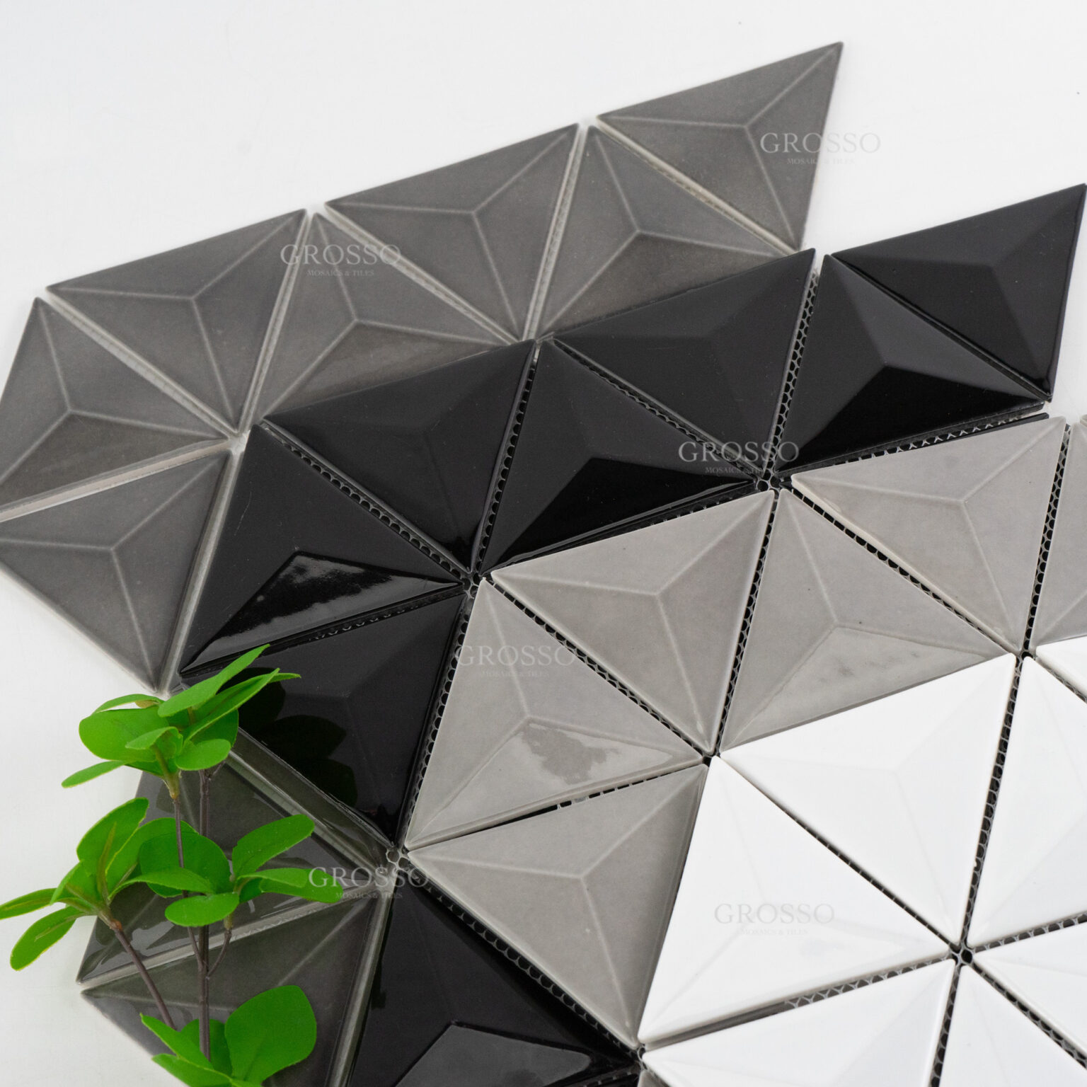 Glass triangular shape mosaic Chinese factory manufacture triangle wall ...