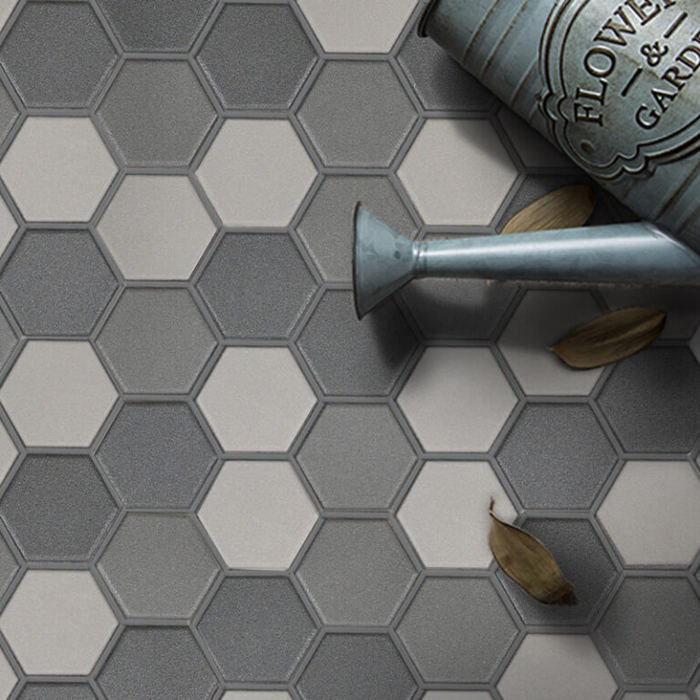 Hexagon Mosaic Tile Light Grey Marble Whole Body Mosaic Tiles