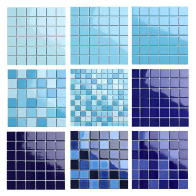 Hot Sale Glazed Mosaic Mixed Blue Square Mosaic Tile Outdoor Swimming ...