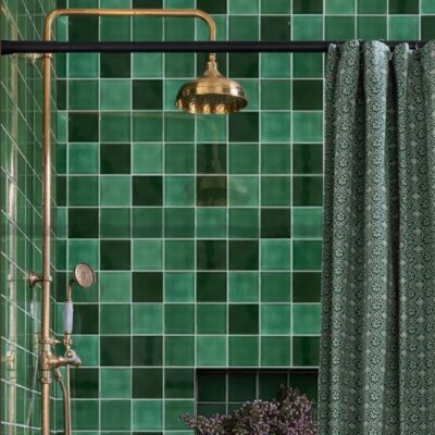 Modern green square ceramic Mosaic tile Interior bathroom backsplash ...