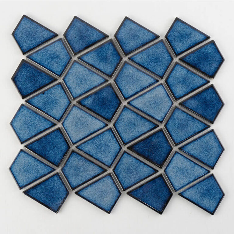 Crystal Glazed White Diamond Shape irregular Mosaic Tiles