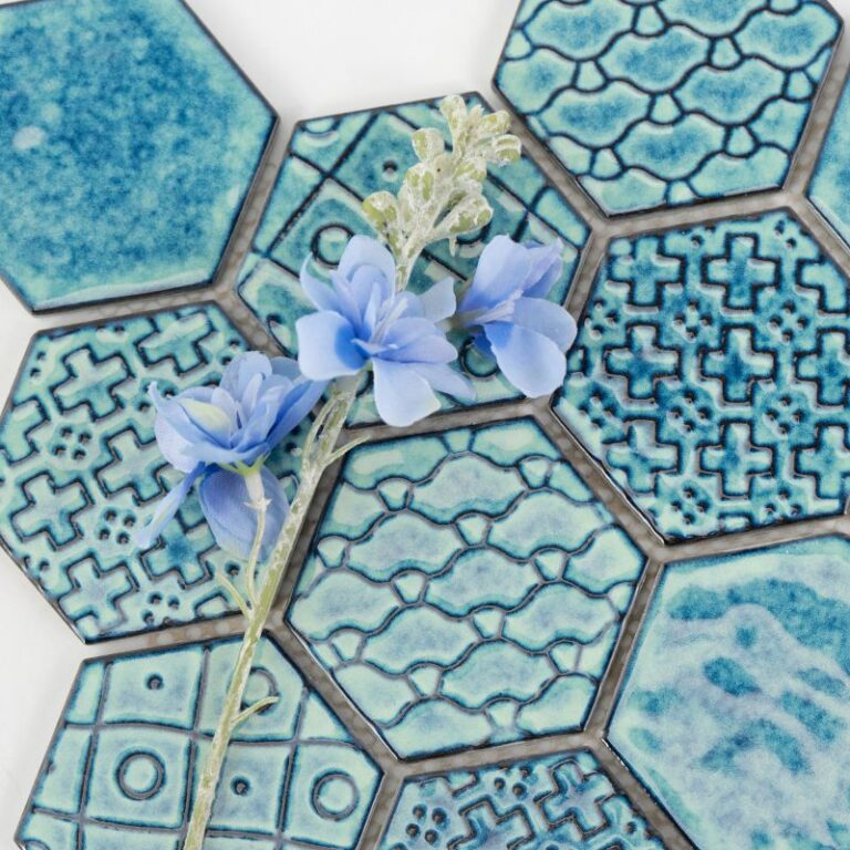 3D Design 73mm Mosaic Hexagon Bathroom Ceramic Porcelain Mosaic Tiles ...
