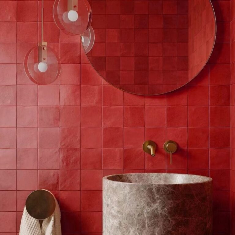 Southeast asia Red Handmade Tile Interior Kitchen Bathroom Backsplash ...