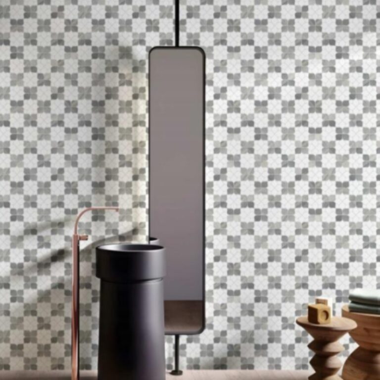 Waterjet grey and white appearance natural marble Mosaic luxury kitchen ...